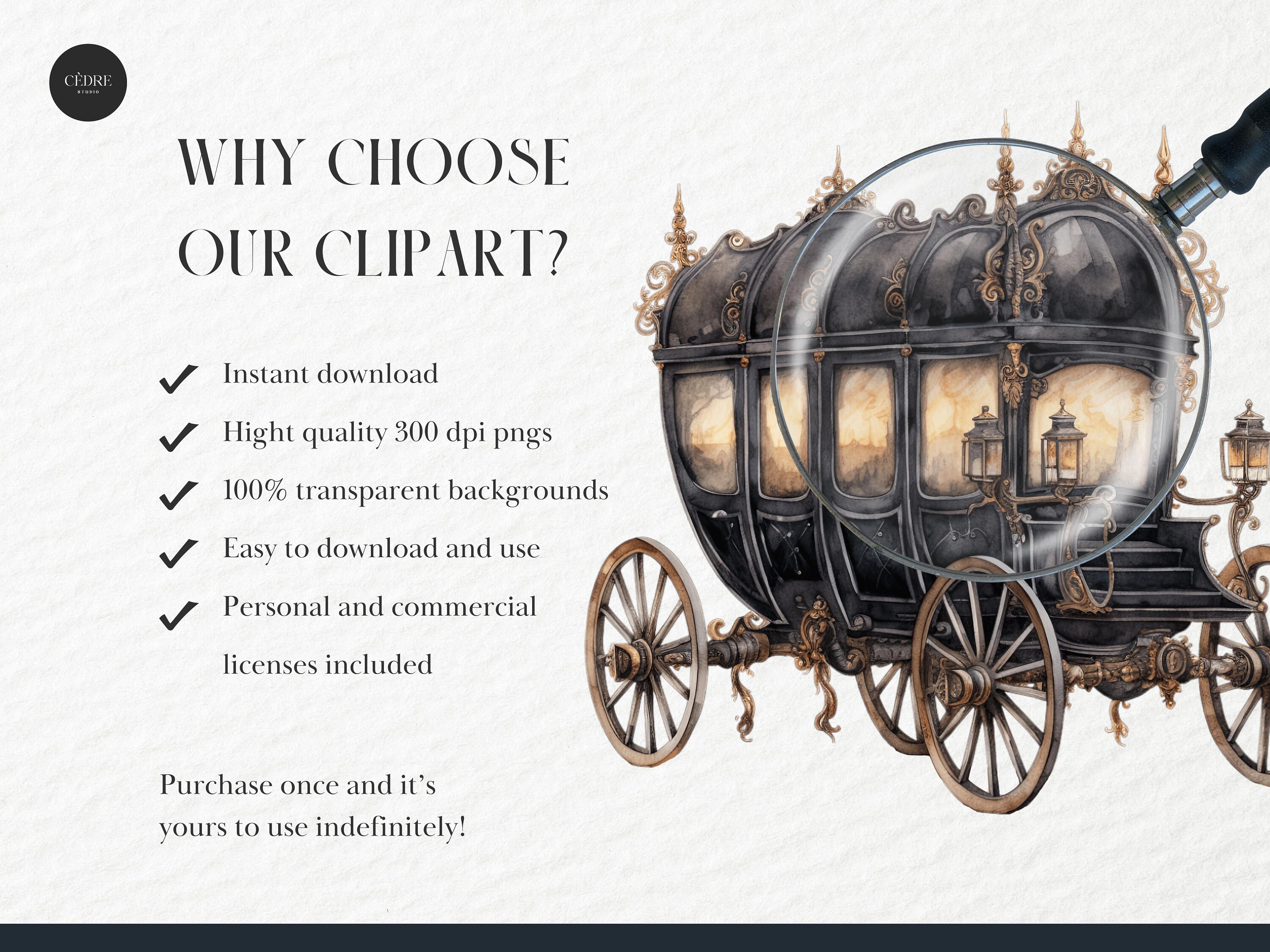 Watercolor Gothic Carriages Clipart, Black Carriage Clipart, Victorian ...