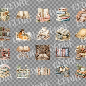 Watercolor Cozy Reading Clipart, Book Lover, Bookworm Elements, Studious, Academia, Slow Living ...