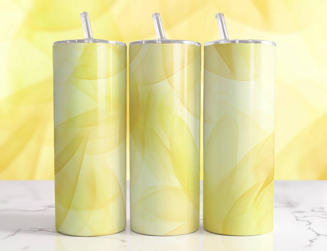 20 Oz Skinny Tumbler Wrap, Abstract Yellow Petals, Sunny Art, Straight ...