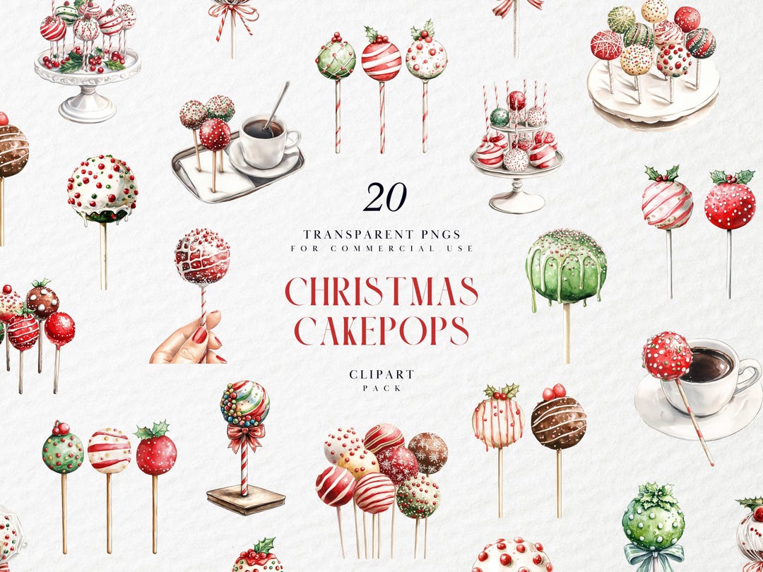 Watercolor Christmas Cake Pops Clipart, Cake Pop, Xmas, Festive Holiday ...