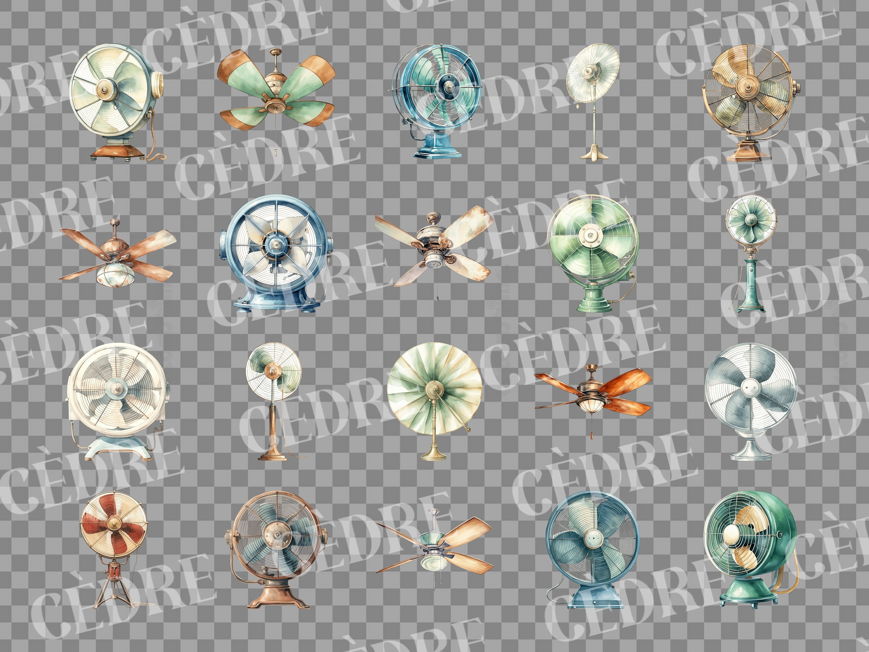 Watercolor Electric Fan Clipart, Electric Fans Present Clipart ...