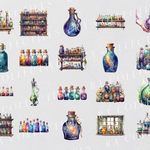 Watercolor Magical Potions Clipart Fantasy Magic Potions - Etsy