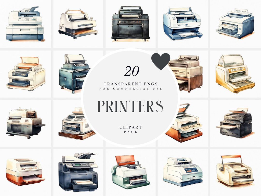 Watercolor Printer Clipart, Printing Machine Clipart, Fax Machine Clipart, Scanner Machine ...