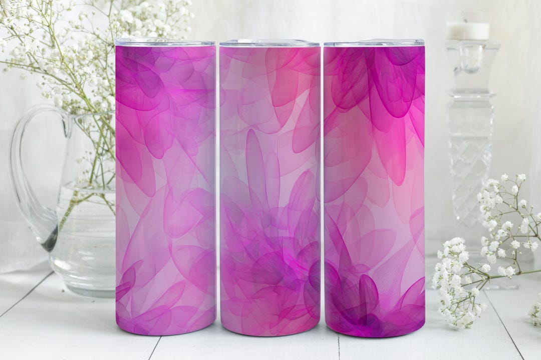20 Oz Skinny Tumbler Wrap, Abstract Magenta Petals, Vibrant, Straight ...