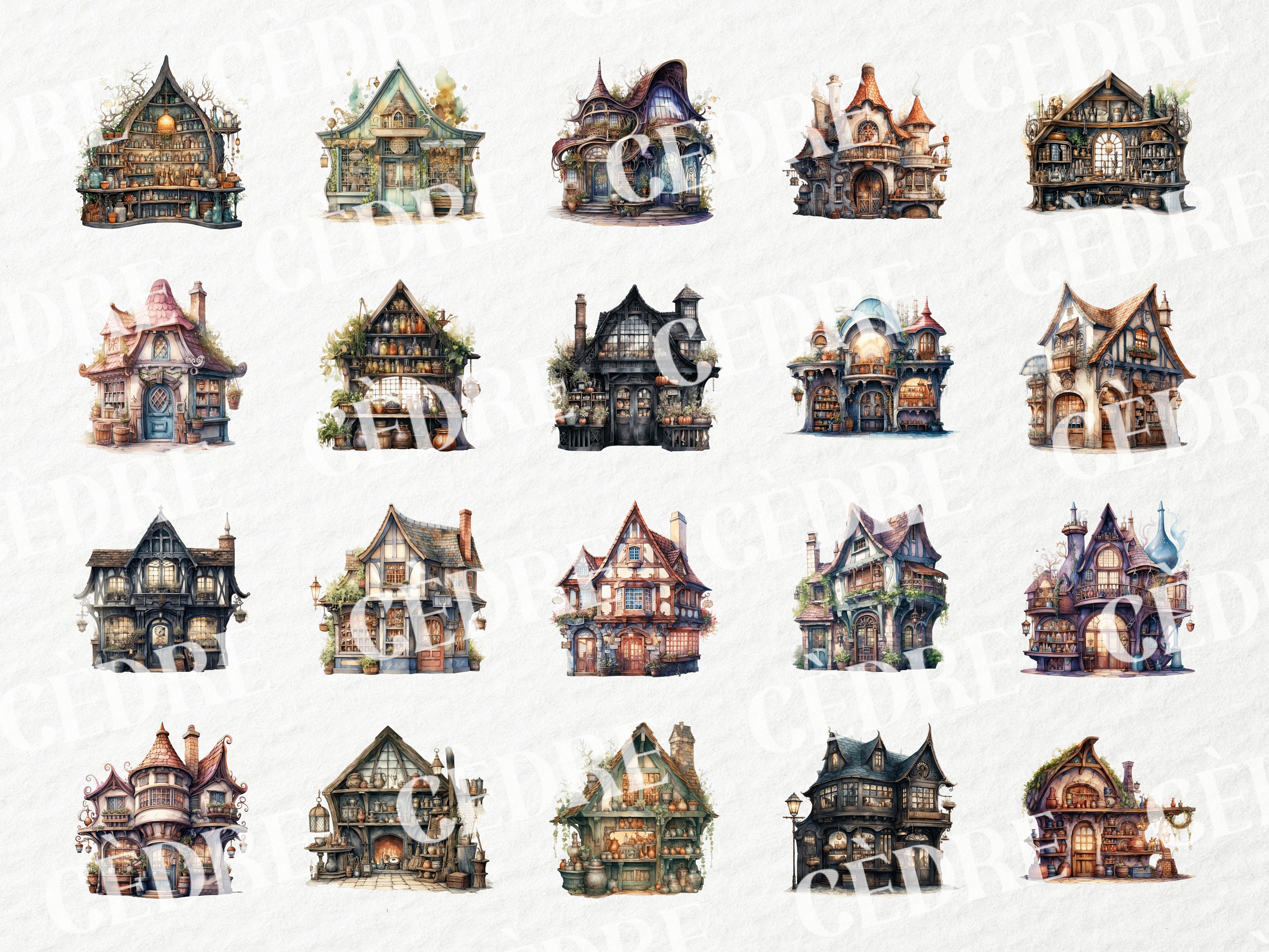 Watercolor Potion Shop Clipart, Magical Potion Store Clipart, Fantasy ...