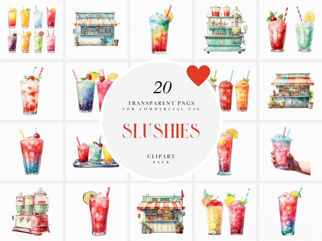 Watercolor Ice Slushie Clipart, Refreshing Slushy Clipart, Summer ...