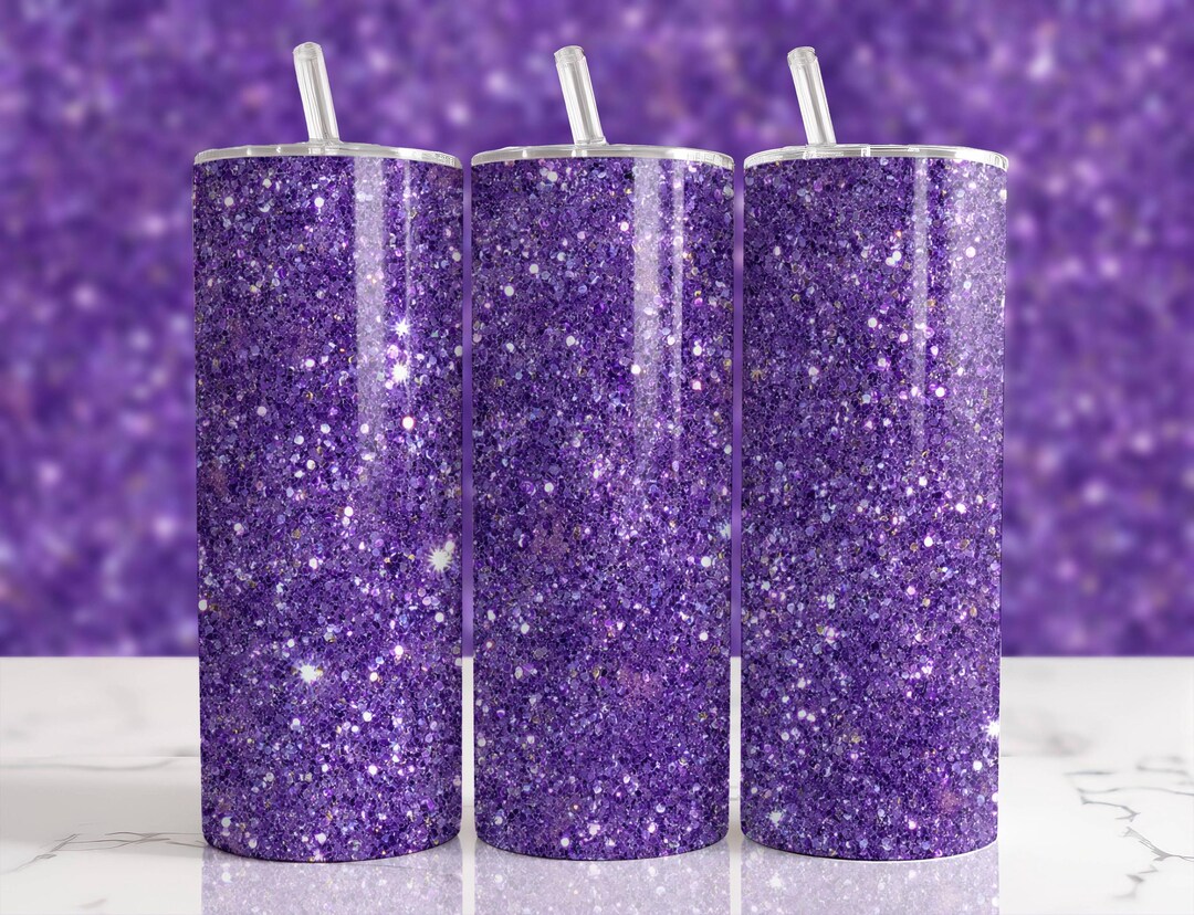 20 Oz Skinny Tumbler Wrap, Purple Sparkles, Glittery Night, Straight ...