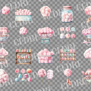 Watercolor Cotton Candy Clipart, Fluffy Cotton Candy Clipart, Pink ...