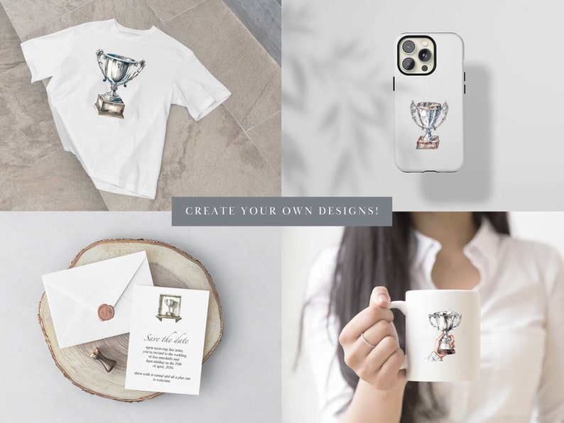 Watercolor Silver Trophy Clipart, Victory Clipart, Winners Silver ...