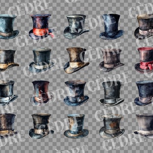 Watercolor Top Hat Clipart, Gentlemens Bowler Hat Clipart, Victorian ...