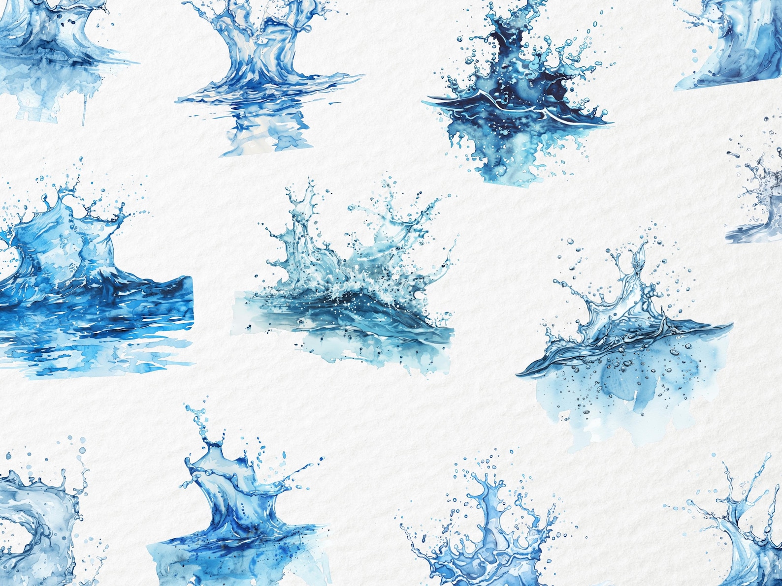 Watercolor Splashing Water Clipart, Water Puddle Splash, Clear Blue ...