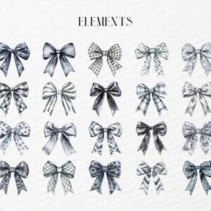 Watercolor Gray Bow Clipart, Gray Bows Clipart, Grey Ribbon Clipart ...