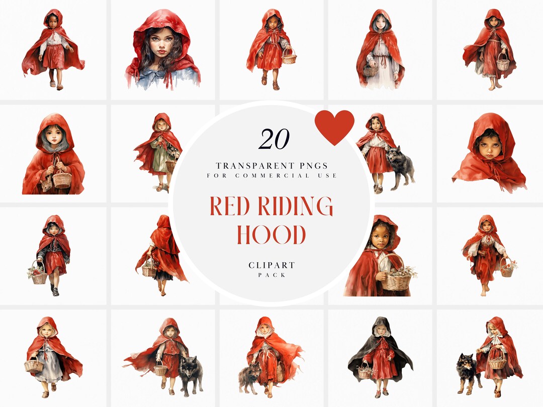 Watercolor Little Red Riding Hood Clipart, Little Red Riding Hoods ...