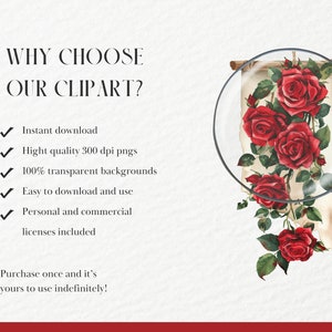 Watercolor Red Rose Banner Clipart, Red Roses Banners Clipart, Card ...