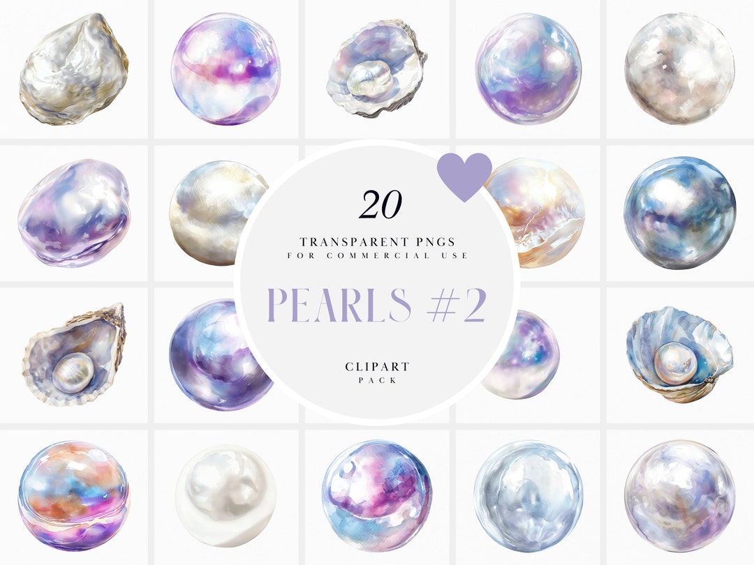 Watercolor Pearls Clipart, Round Pearl Clipart, Lustrous Pearls Clipart ...