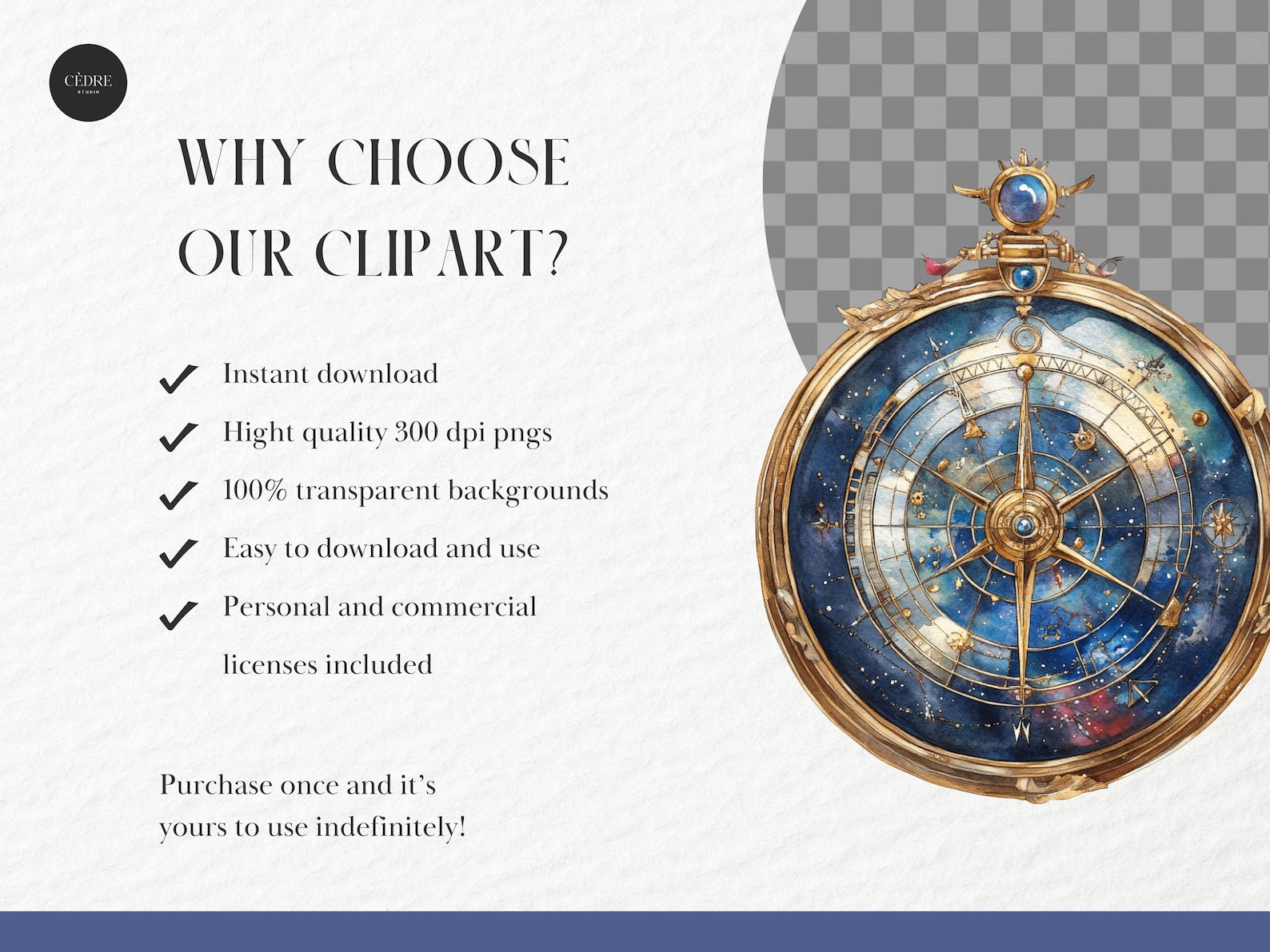 Watercolor Magical Astrolabe Clipart, Celestial Navigation Fantasy ...