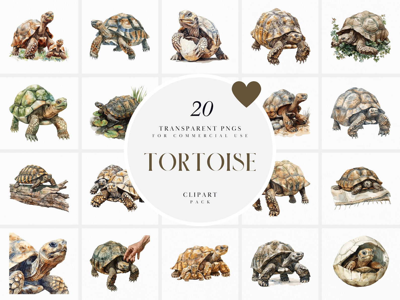 Watercolor Tortoise Clipart, Realistic Reptile Tortoises, Pet, Leopard ...