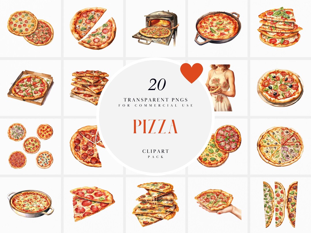 Watercolor Pizza Clipart, Pizza Slice Clipart, Party Pizza Box Clipart ...