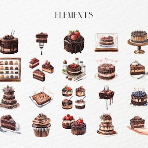Watercolor Chocolate Cake Clipart, Sweet Chocolate Cakes Clipart ...