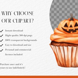 Watercolor Halloween Cupcakes Clipart, Halloween Cupcake Clipart, Trick ...