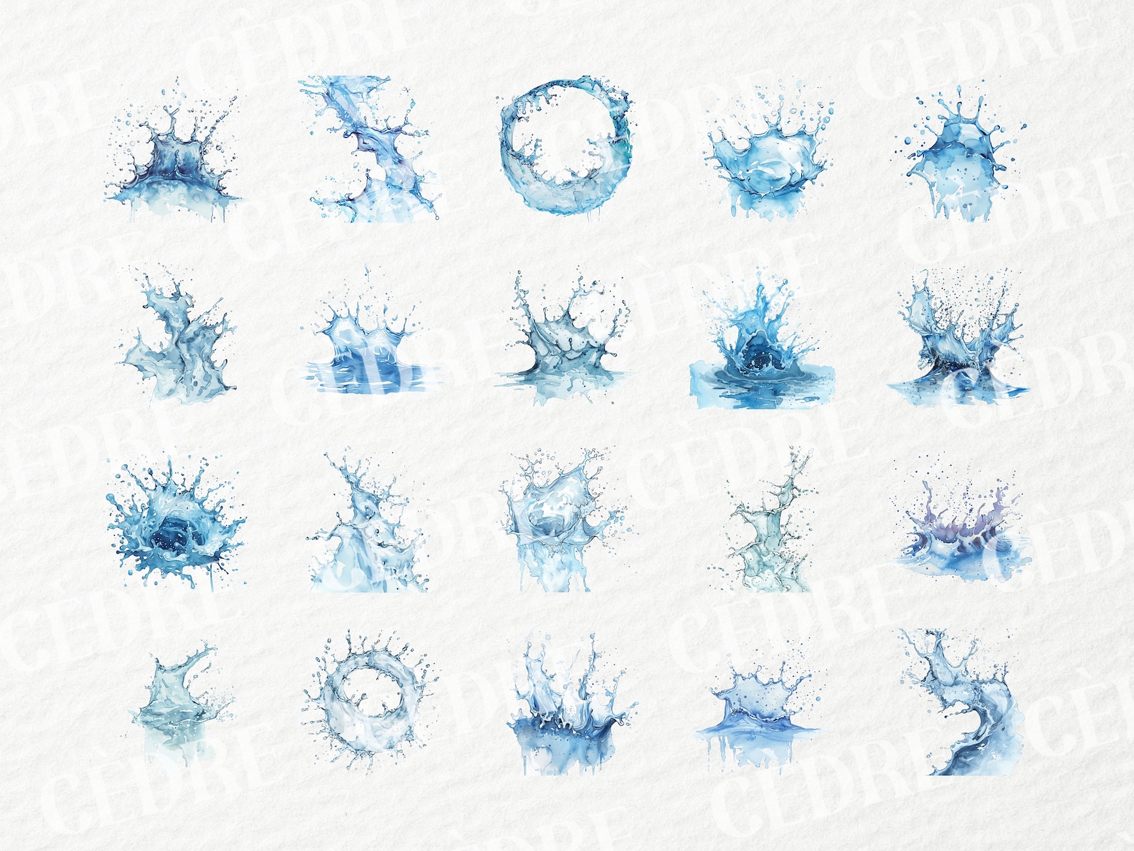 Watercolor Water Splash Clipart, Splashing Water Puddle Clipart, Clear ...