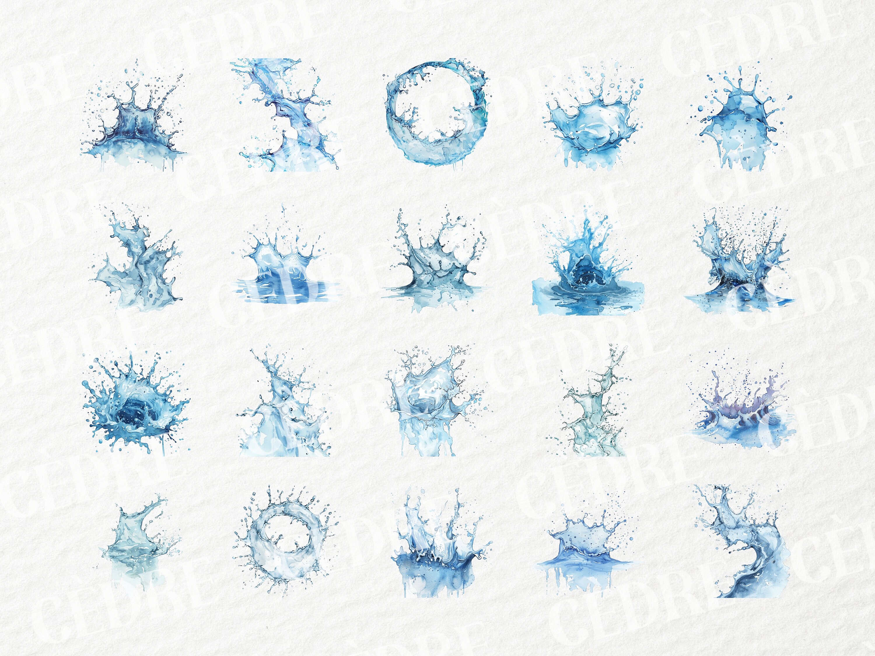 Watercolor Water Splash Clipart, Splashing Water Puddle Clipart, Clear ...