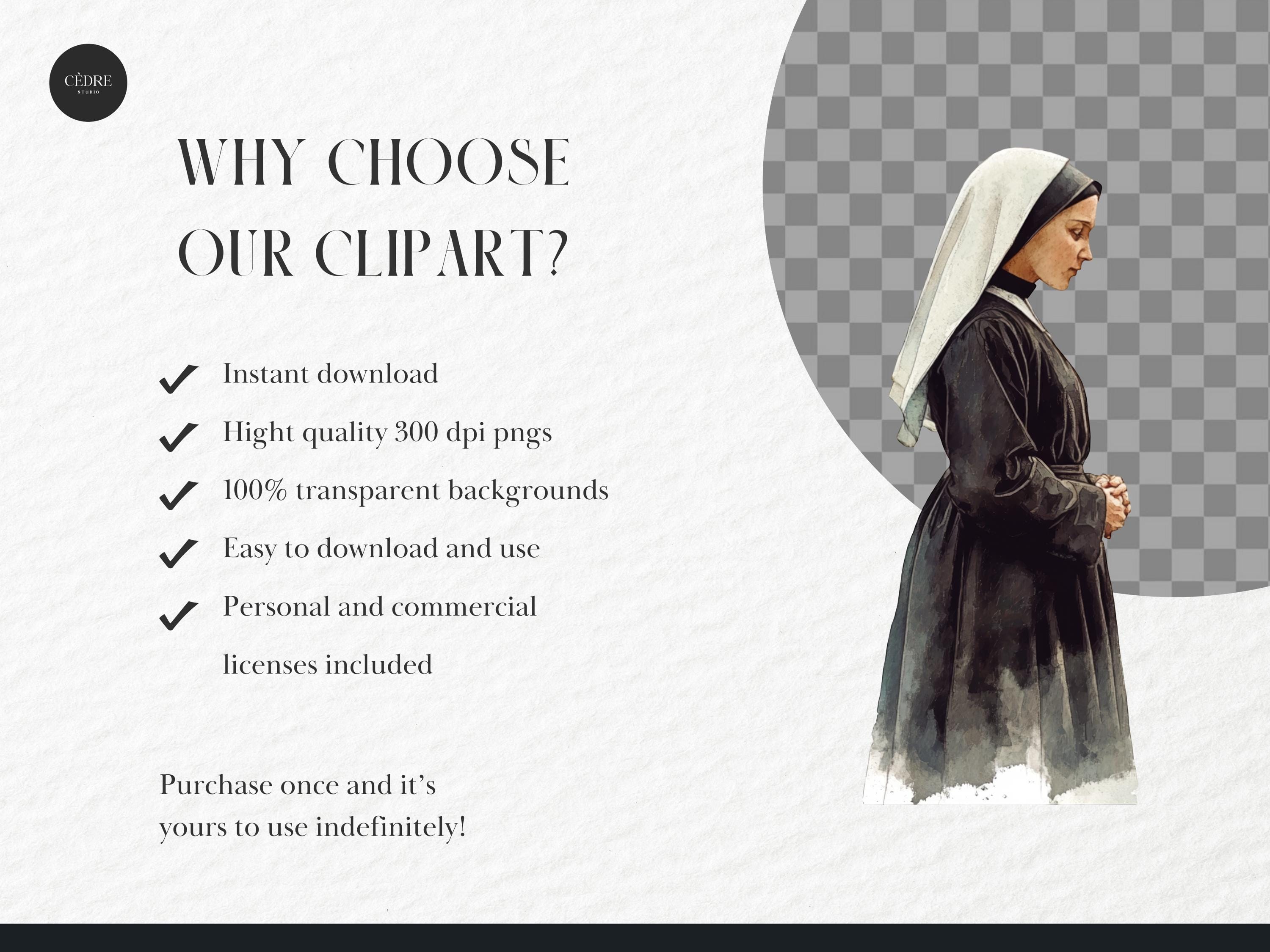 Watercolor Nun Clipart, Nuns, Prayer, Holy Bible, Catholic Saint Icon ...