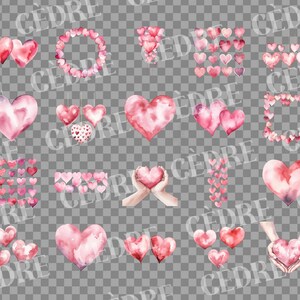 Watercolor Pink Hearts Clipart, Pink Heart Clipart, Heart Shape Clipart ...