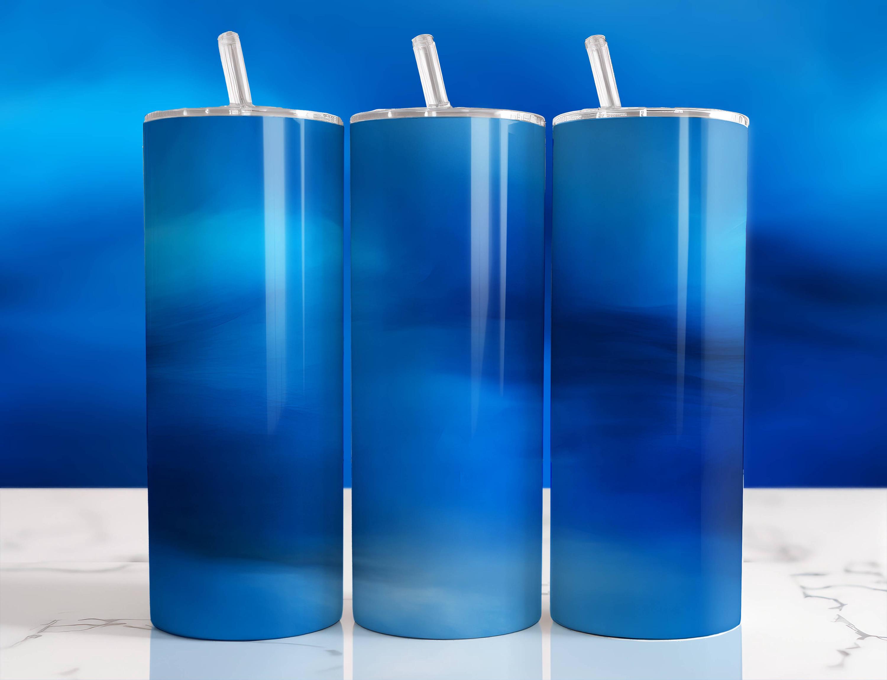20 Oz Skinny Tumbler Wrap, Blue Abstract Design, Modern Art, Straight ...