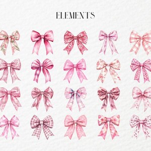 Watercolor Pink Bow Clipart, Pink Hair Bows Clipart, Pink Ribbon ...