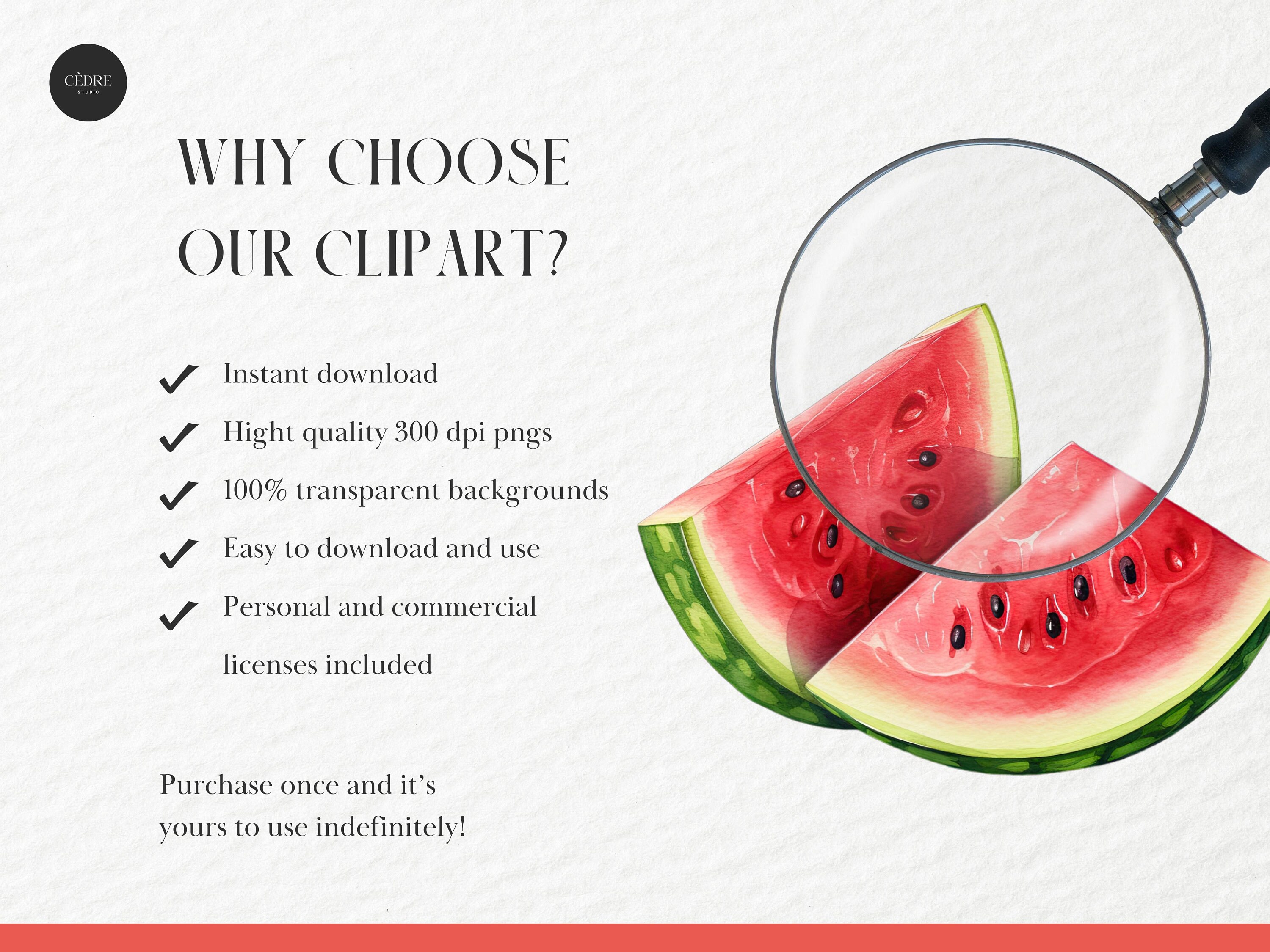 Watercolor Watermelon Clipart, Refreshing Watermelons Clipart, Summer ...