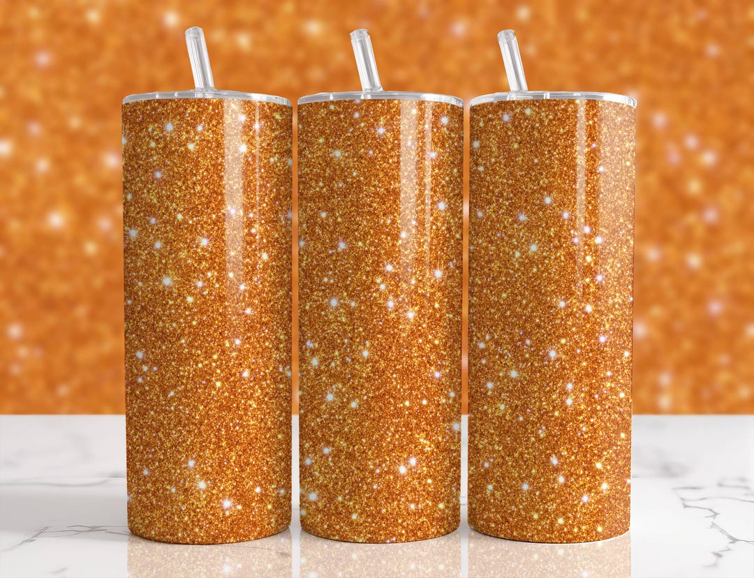 20 Oz Skinny Tumbler Wrap, Orange Sparkle, Glitter Style Art, Straight ...