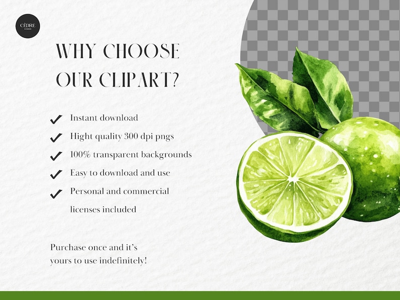 Watercolor Key Lime Clipart, Green Limes, Citrus Fruit, Summer, Slice ...