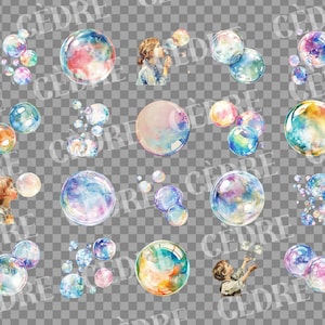 Watercolor Bubbles Clipart, Blowing Bubbles Clipart, Bubble Popping ...