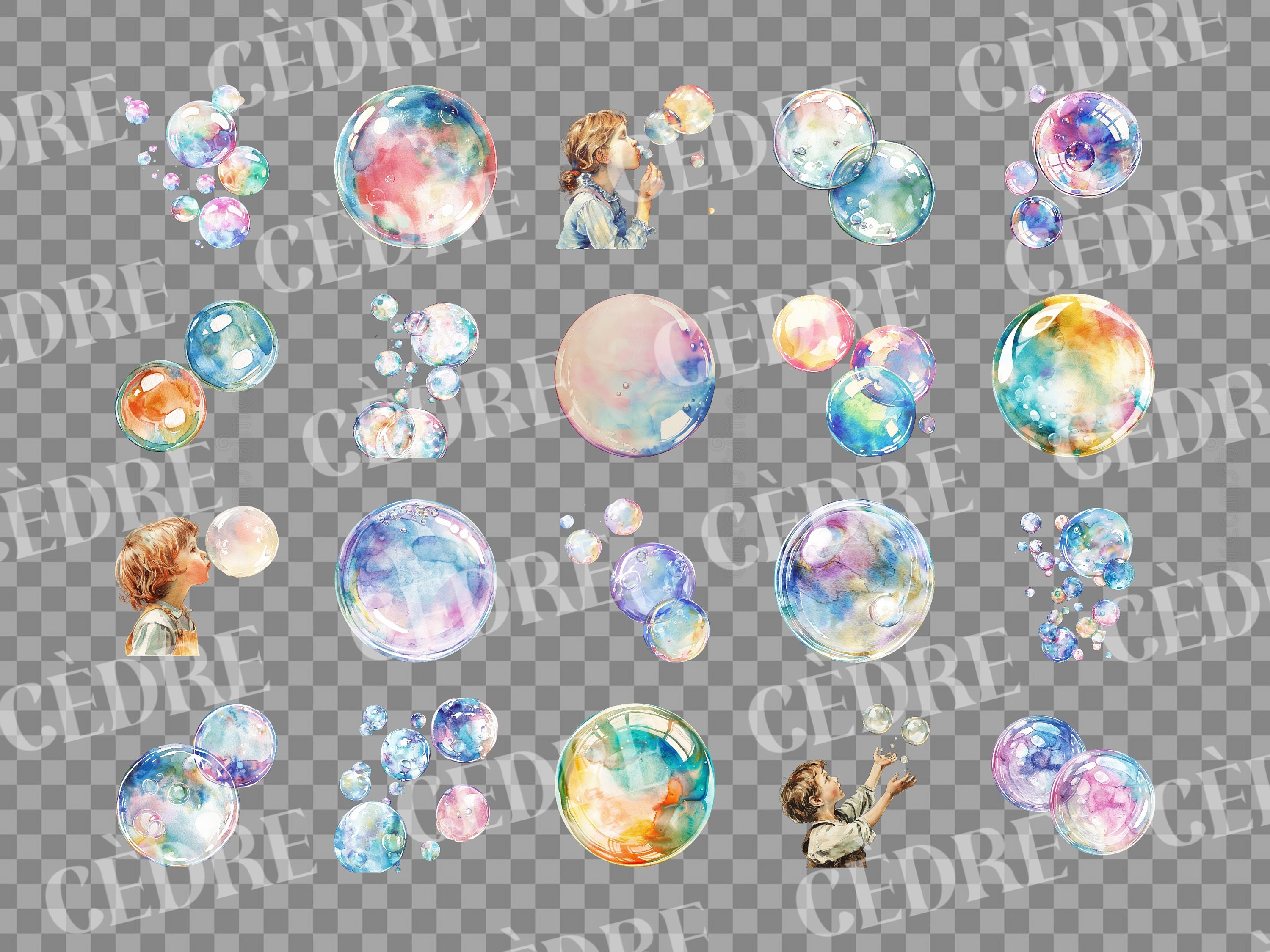 Watercolor Bubbles Clipart, Blowing Bubbles Clipart, Bubble Popping ...