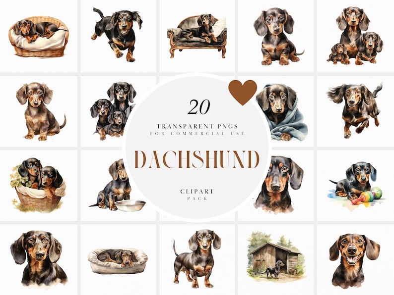 Watercolor Dachshund Clipart, Dachshunds Clipart, Puppy Cute Puppies ...