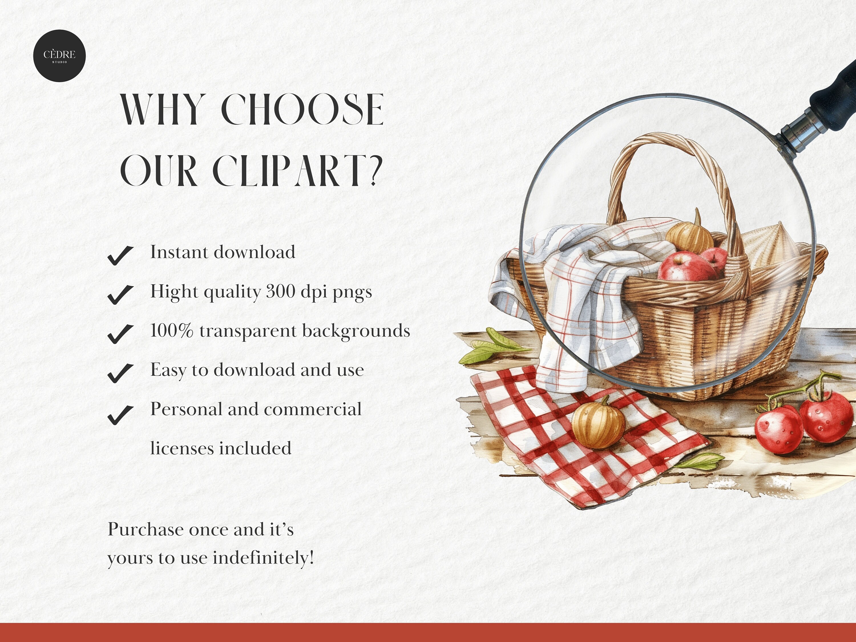 Watercolor Picnic Basket Clipart, Woven Baskets Picnic Clipart ...