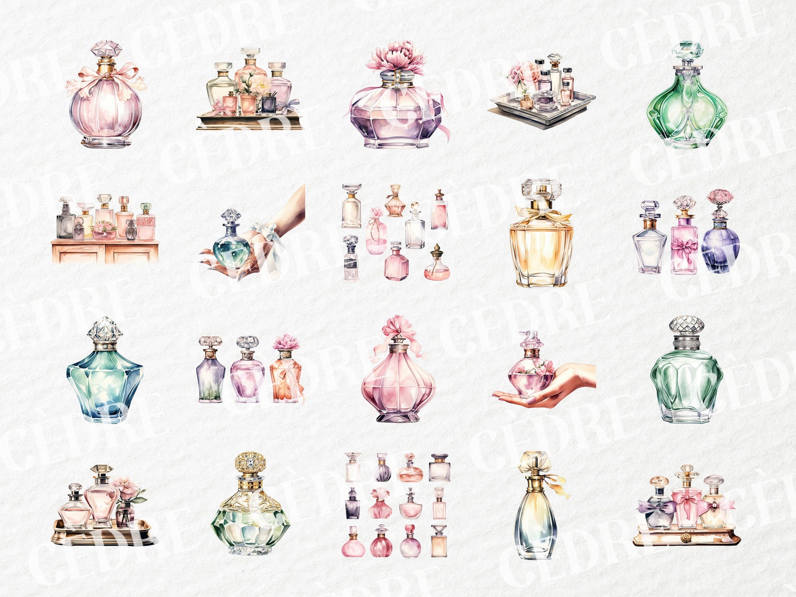 Watercolor Perfume Bottles Clipart, Perfume Bottle Clipart, Modern ...