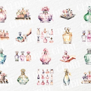 Watercolor Perfume Bottles Clipart, Perfume Bottle Clipart, Modern ...