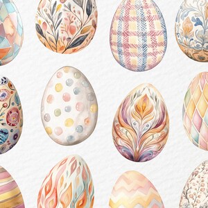 Watercolor Pastel Easter Eggs Clipart, Patterned Eggs, Cute Painted ...
