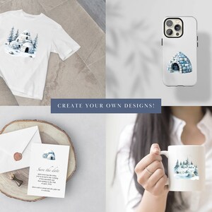 Watercolor Igloo Clipart, Cold Snowy Igloos, Icey Winter Igloo Village ...