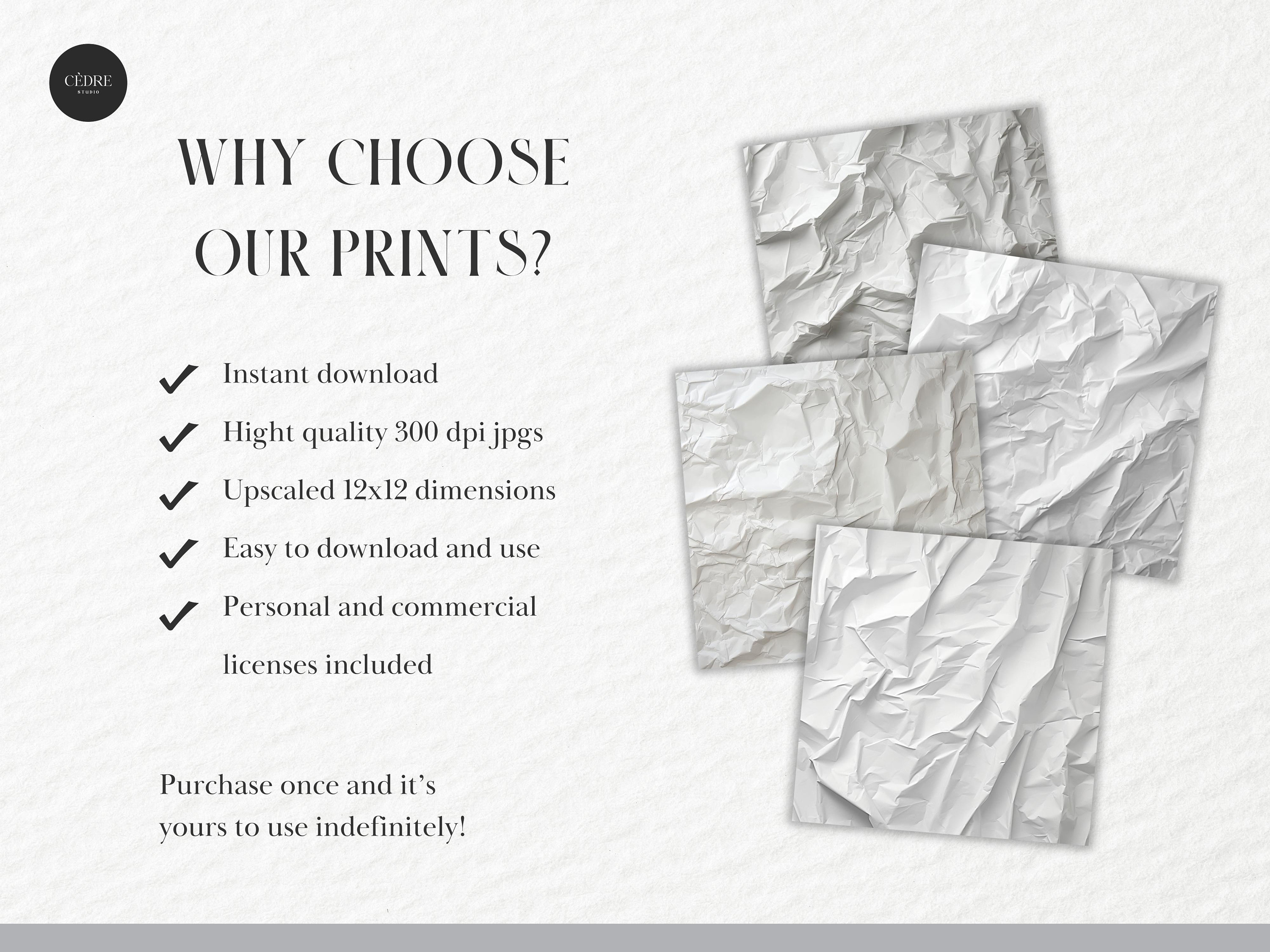 Crinkled Paper Digital Papers, White Crinkled Paper Digital Patterns ...