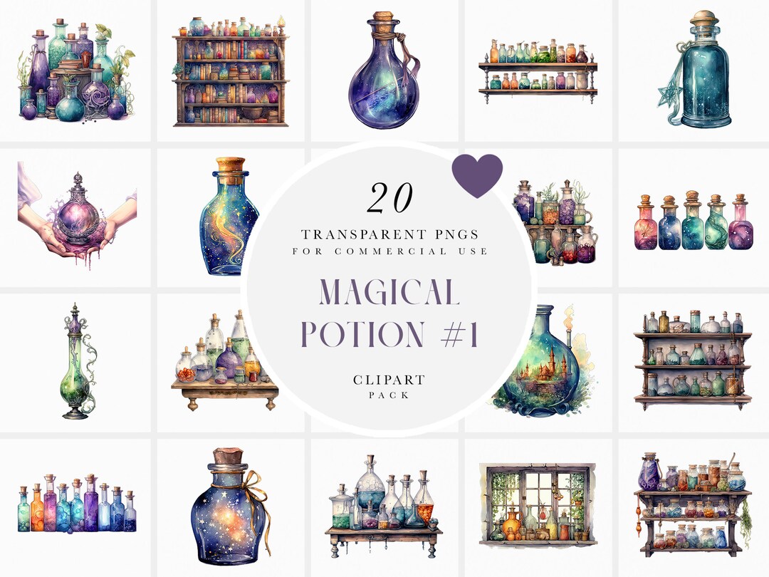 Watercolor Magical Potions Clipart Fantasy Magic Potions - Etsy