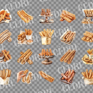 Watercolor Churros Clipart, Churro Clipart, Sweets, Mexican Cuisine ...