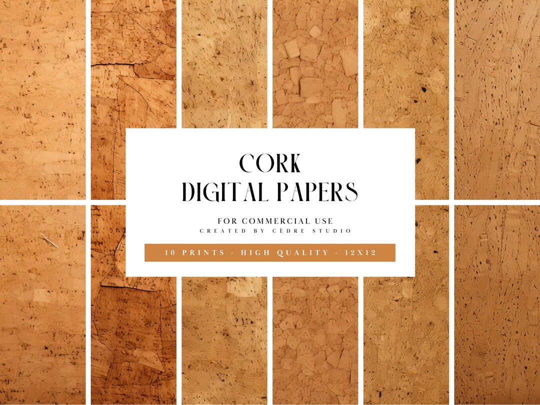 Cork Digital Papers, Cork Digital Patterns, Natural Cork Fabric Digital ...