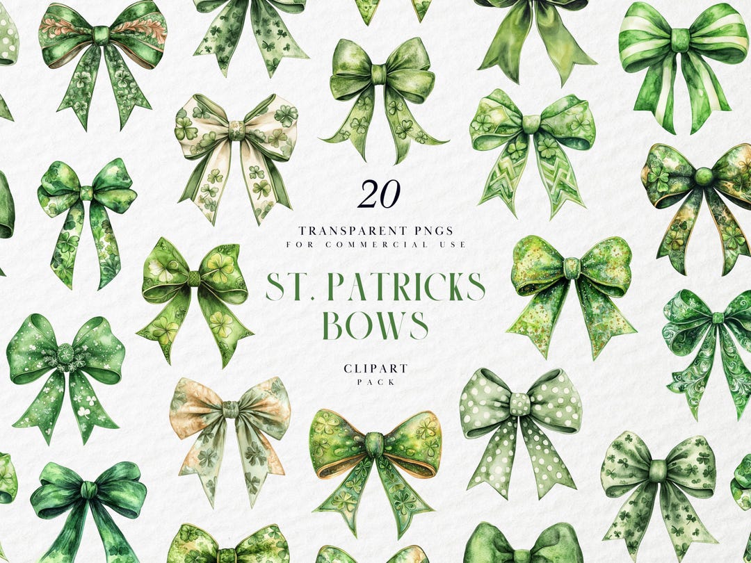Watercolor St Patricks Bows Clipart, With Ribbon, Gift Wrapping ...