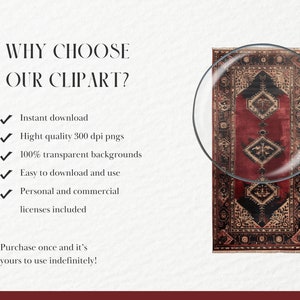 Watercolor Persian Rug Clipart, Persian Carpet Clipart, Iranian, Middle ...