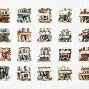 Watercolor French Cafe, Coffee and Tea Cafe, France, Paris, Storefront ...