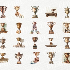Watercolor Bronze Trophy Clipart, Victory Clipart, Winners Bronze ...