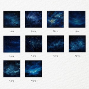 Starry Night Sky Digital Papers, Dark Starry Night Digital Patterns ...
